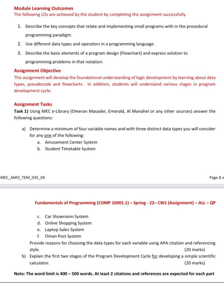 Solved Module Learning Outcomes The Following Los Are