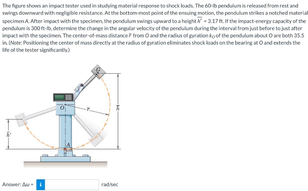 Solved The figure shows an impact tester used in studying | Chegg.com