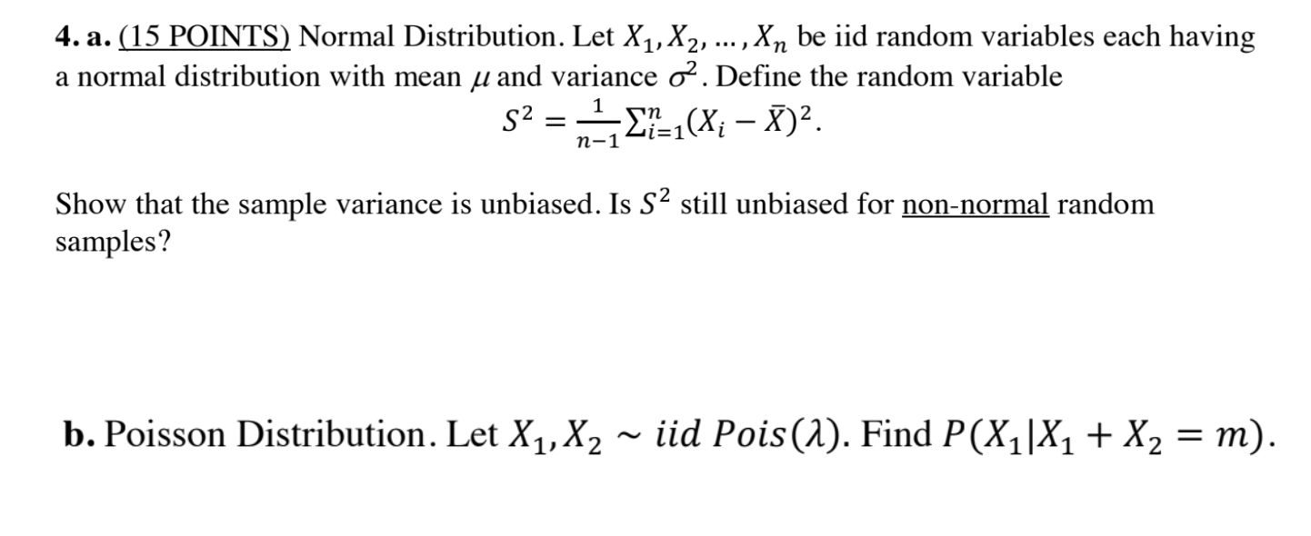 Solved 4. a. (15 POINTS ) Normal Distribution. Let | Chegg.com