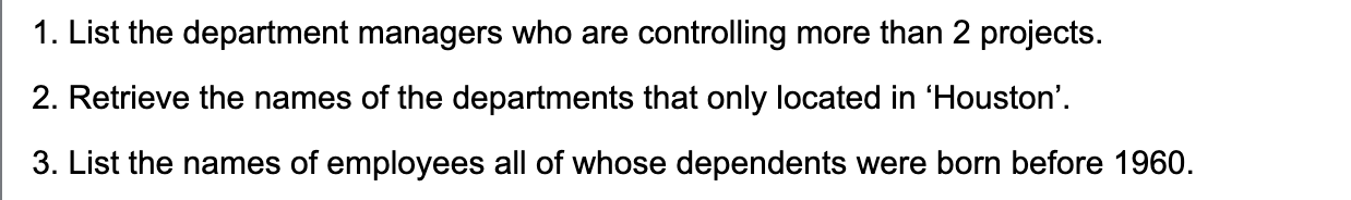 Solved One possible database state for the COMPANY | Chegg.com