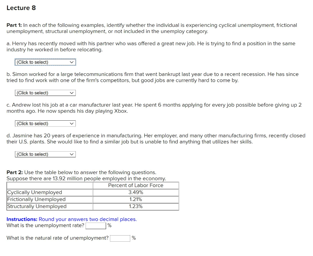 Solved Lecture 8 Part 1: In each of the following examples, | Chegg.com