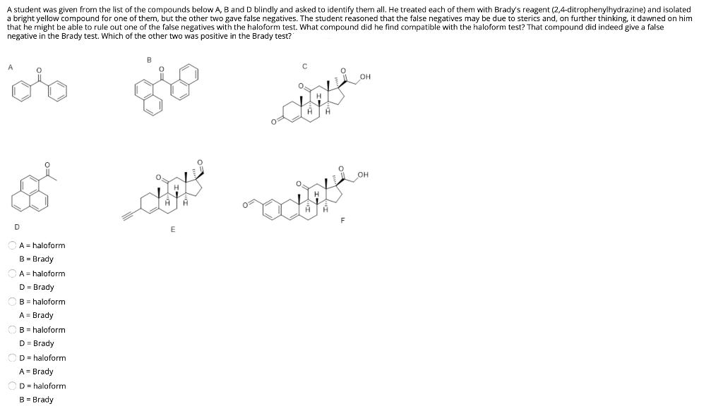 Solved A student was given from the list of the compounds | Chegg.com
