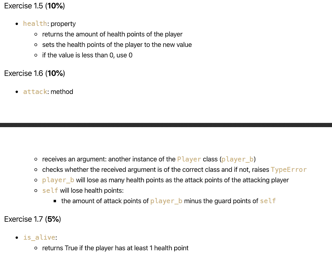 Solved 1. Improve the player class Reuse the Player class, | Chegg.com