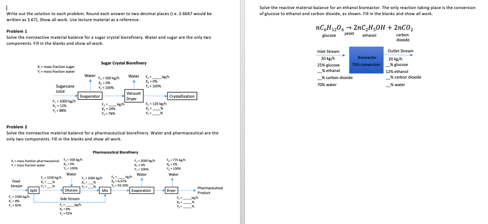 Solved Solve the reactive material balance for an ethanol | Chegg.com