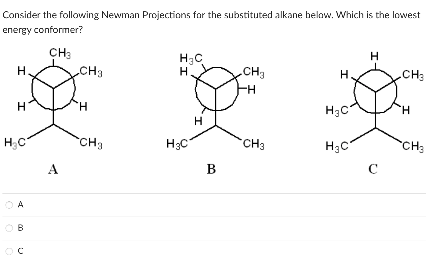 Solved Consider the following Newman Projections for the | Chegg.com