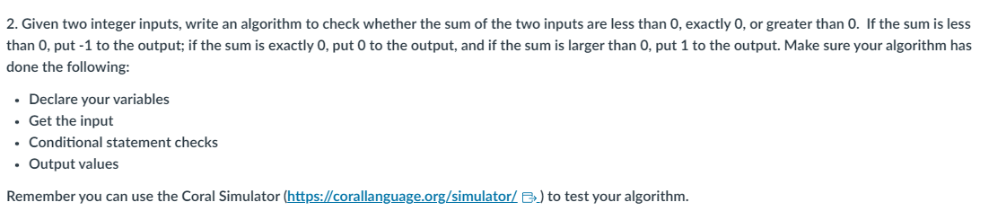Solved Coral Given Two Integer Inputs Write An Algorithm 4347