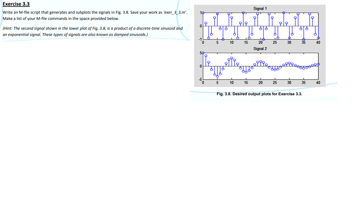 Solved Signal 1 Exercise 33 Write An M File Script That 0330