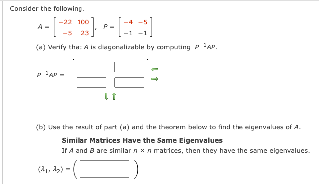 Consider the following. A=[−22−510023],P=[−4−1−5−1] | Chegg.com