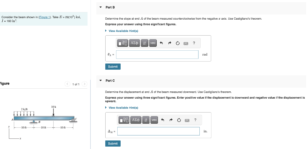 Solved Consider the beam shown in . Take E=29(103)ksi, | Chegg.com