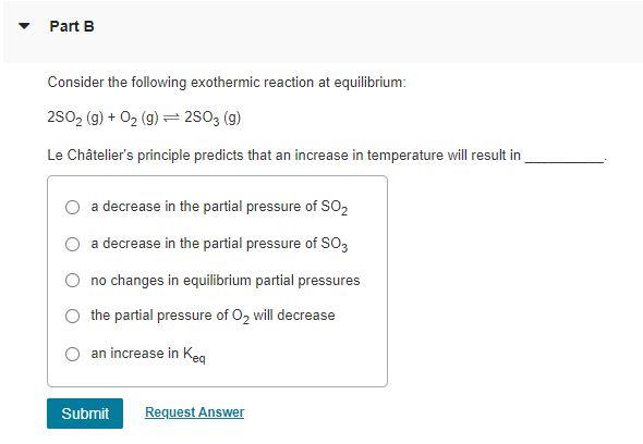 Solved Consider the following exothermic reaction at | Chegg.com