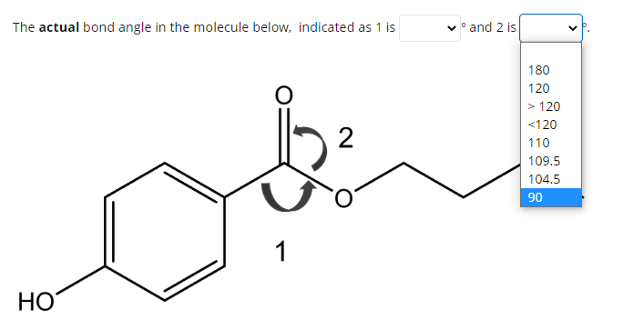 Solved The actual bond angle in the molecule below, | Chegg.com