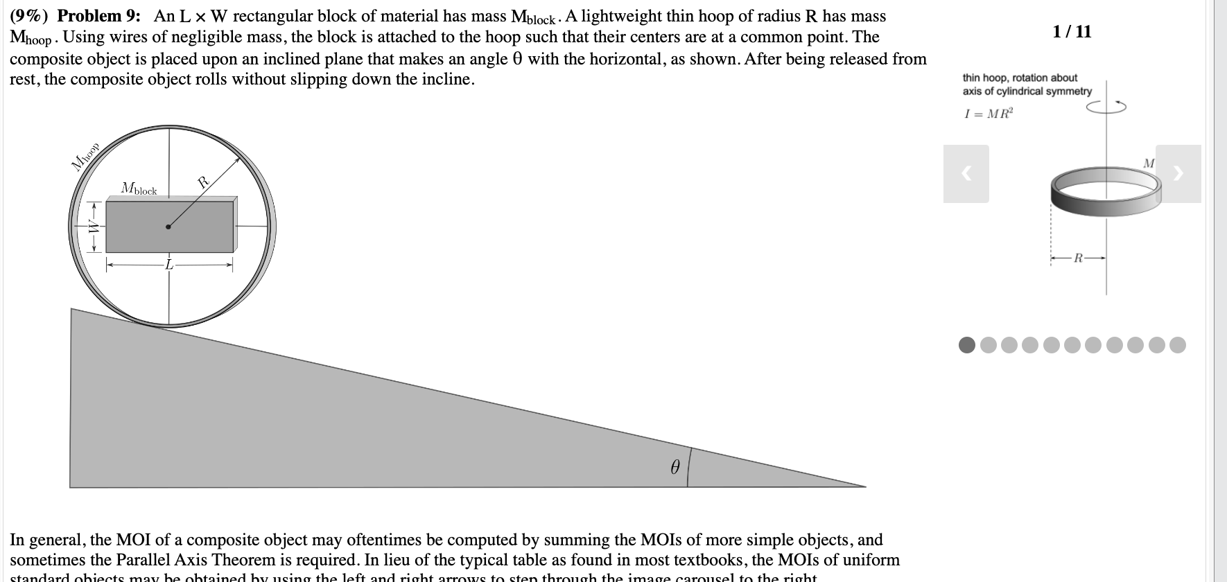 Solved (9\%) Problem 9: An L×W rectangular block of material | Chegg.com