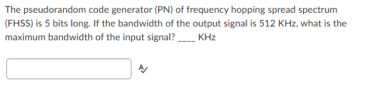 Solved The pseudorandom code generator (PN) of frequency | Chegg.com