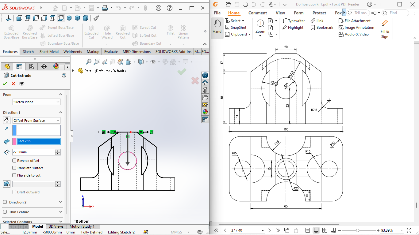 Solved How can I make an extrude similar to the drawing on | Chegg.com