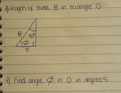 Solved Length of side B ﻿in triangle DFind angle φ ﻿in D ﻿in | Chegg.com