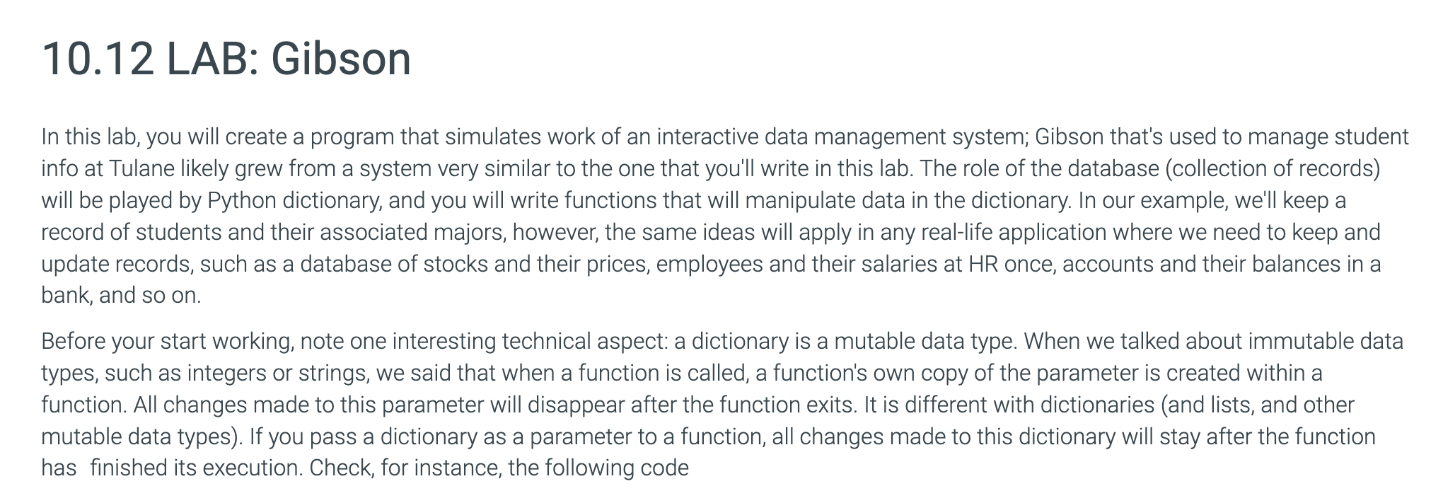 Solved 10.12 LAB: Gibson In this lab, you will create a | Chegg.com