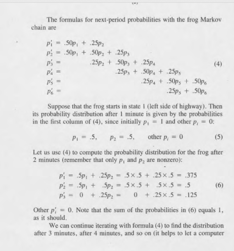 Solved Example 2. Frogger Markov Chain We model the behavior | Chegg.com
