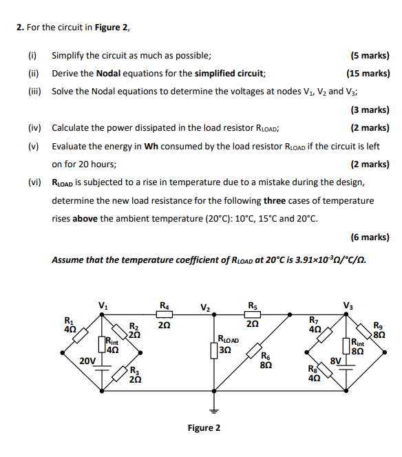 Solved For the circuit in Figure 2,(i) ﻿Simplify the circuit | Chegg.com