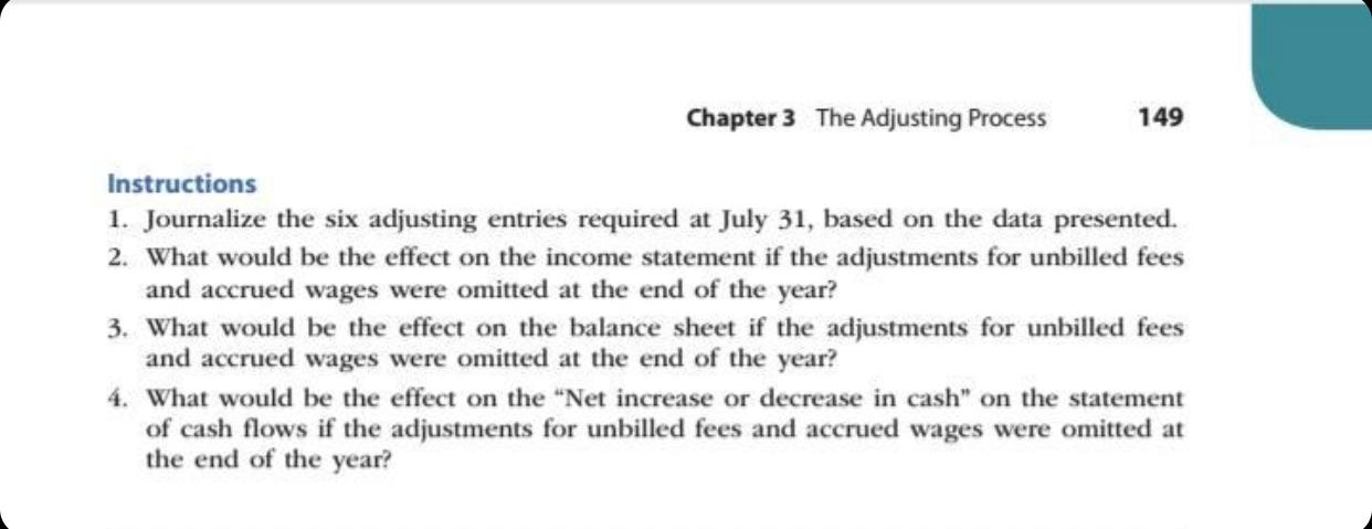 Solved Chapter 3 The Adjusting Process 149 Instructions 1. | Chegg.com