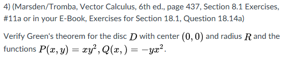Solved 4) (Marsden/Tromba, Vector Calculus, 6th ed., page | Chegg.com