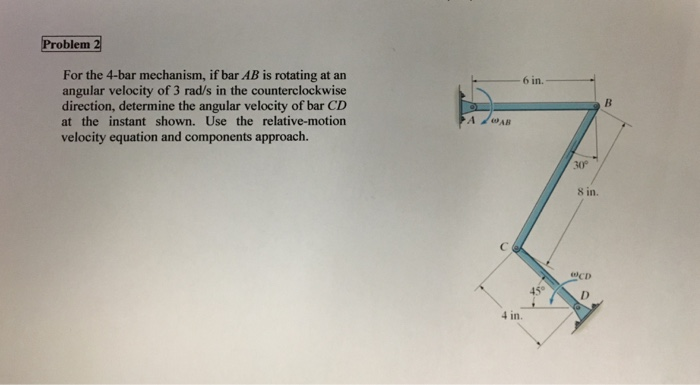Solved Problem 2 For the 4-bar mechanism, if bar AB is | Chegg.com