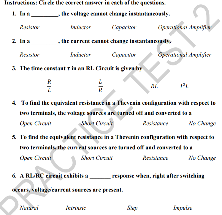 Solved Instructions: Circle the correct answer in each of | Chegg.com