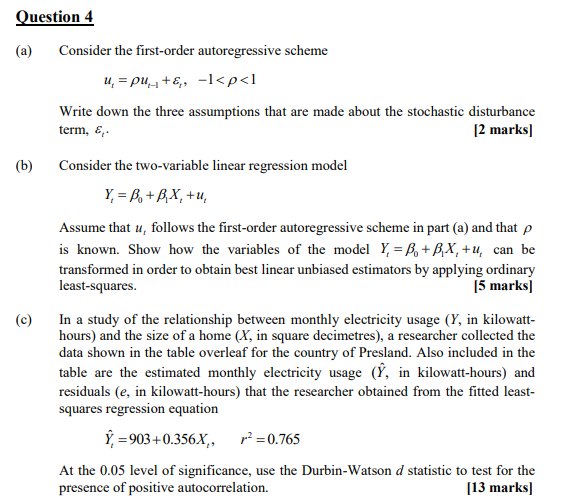 Question 4 (a) Consider the first-order | Chegg.com