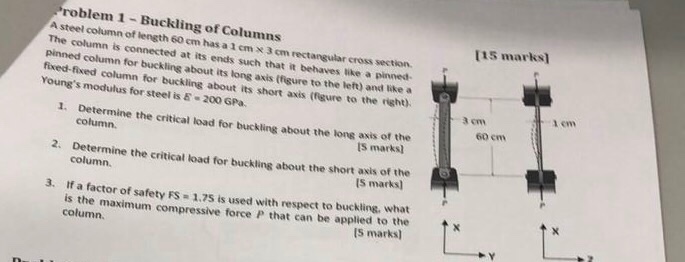 Solved roblem 1 - Buckling of Columns A steel column of | Chegg.com