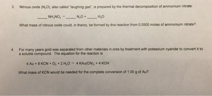 Solved 3. Nitrous oxide (N,O), also called Solved 3. Nitrous oxide (N,O), also called