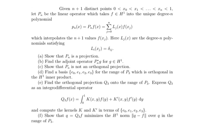 Solved Given n +1 distinct points 0