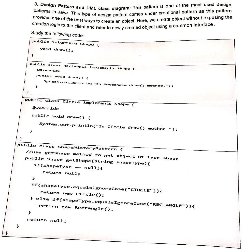 and UML class diagram: This pattern is one of the | Chegg.com