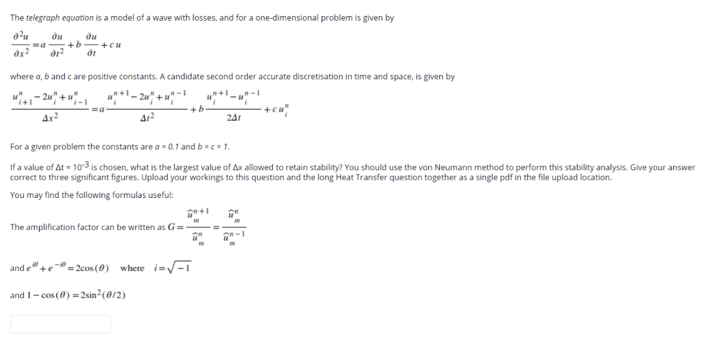 Solved The telegraph equation is a model of a wave with | Chegg.com
