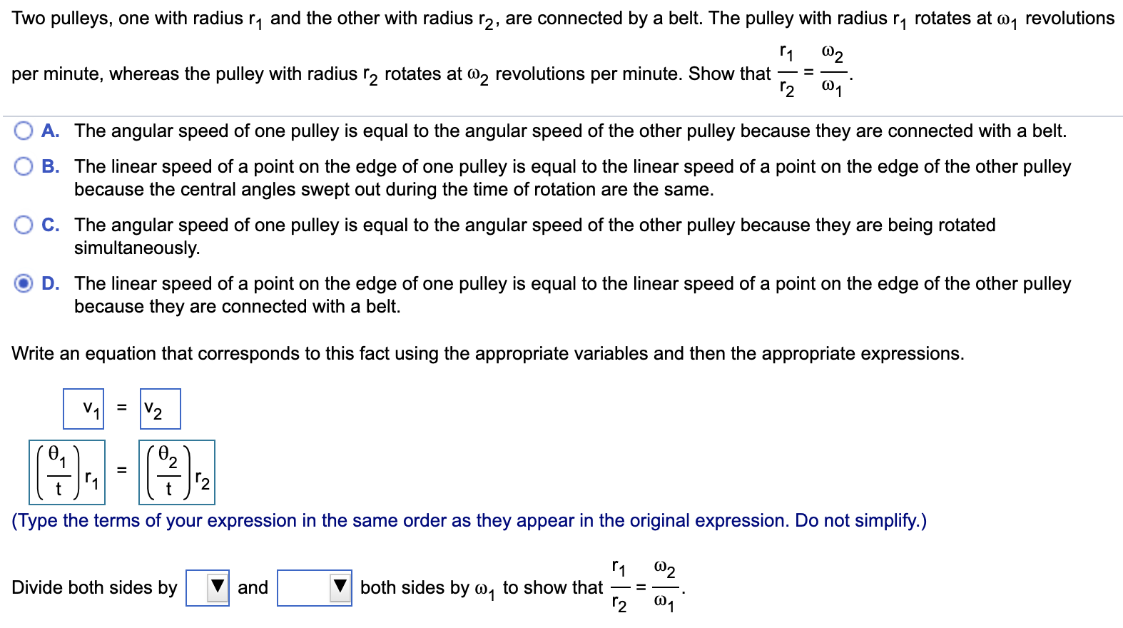 Solved Two pulleys, one with radius ry and the other with | Chegg.com