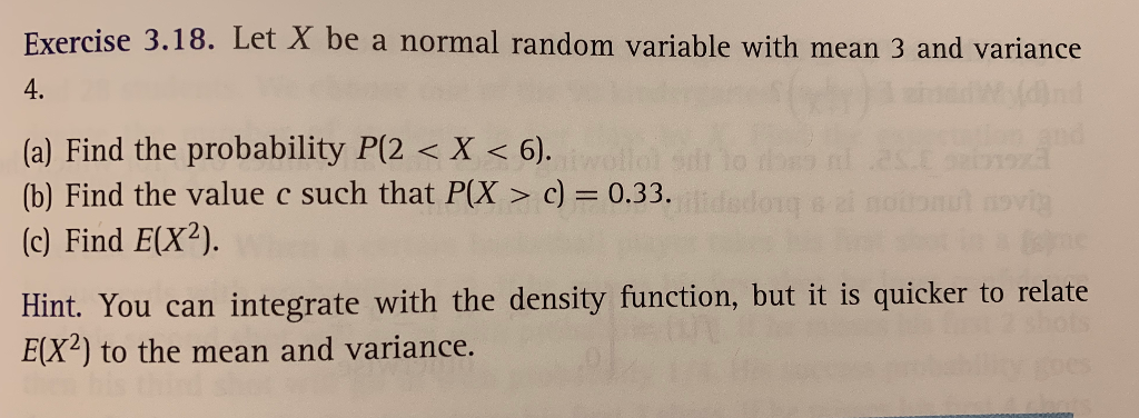 Solved Let X Be A Normal Random Variable With Mean 3 And
