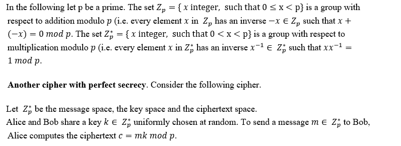 In the following let p be a prime. The set Zp = { x | Chegg.com