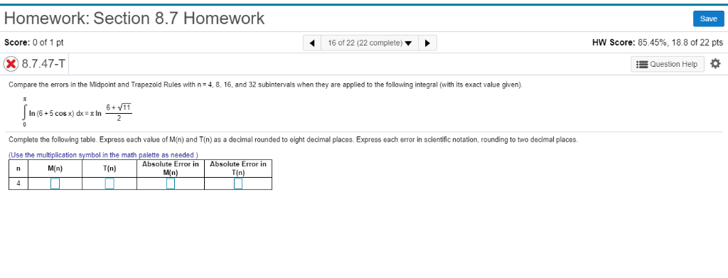 Solved Homework Section 8 7 Homework Save 16 Of 22 22