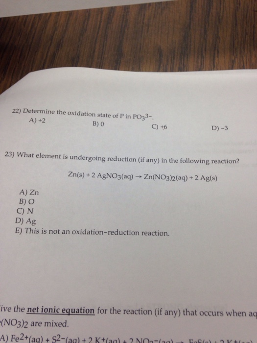 Solved Determine the oxidation state of P in PO_3^3-. A) +2 | Chegg.com