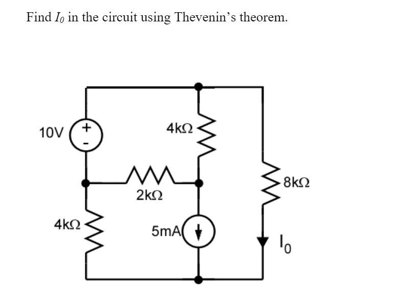 Solved Find Io in the circuit using Thevenin's theorem. 1ον | Chegg.com