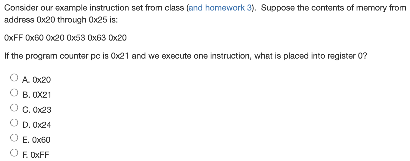 Solved Consider our example instruction set from class (and | Chegg.com
