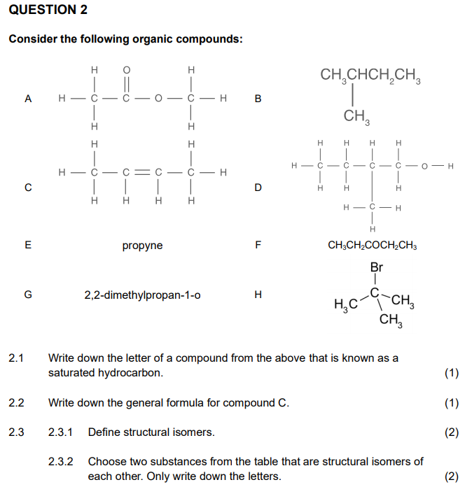 Solved QUESTION 2 Consider the following organic compounds: | Chegg.com