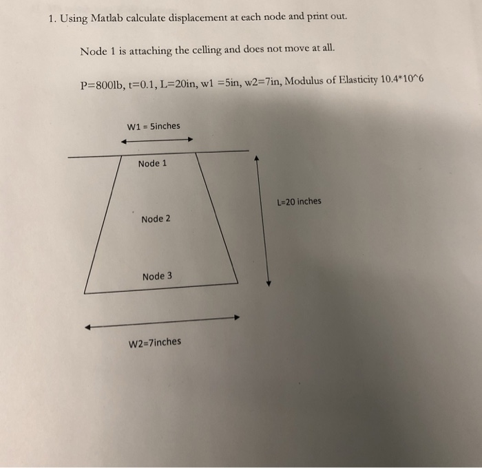 Solved 1. Using Matlab calculate displacement at each node | Chegg.com