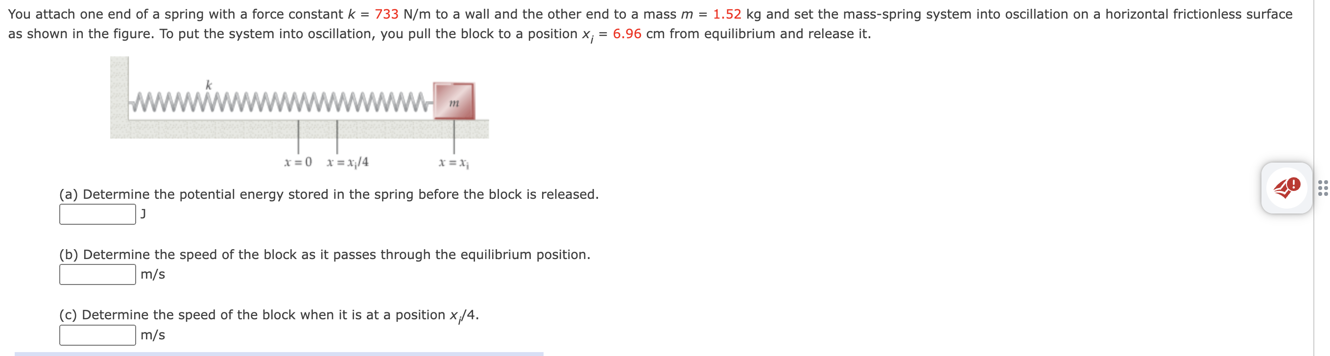 Solved You attach one end of a spring with a force constant | Chegg.com