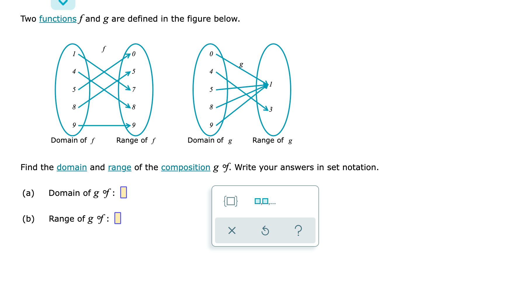 Solved Two functions f and g are defined in the figure | Chegg.com