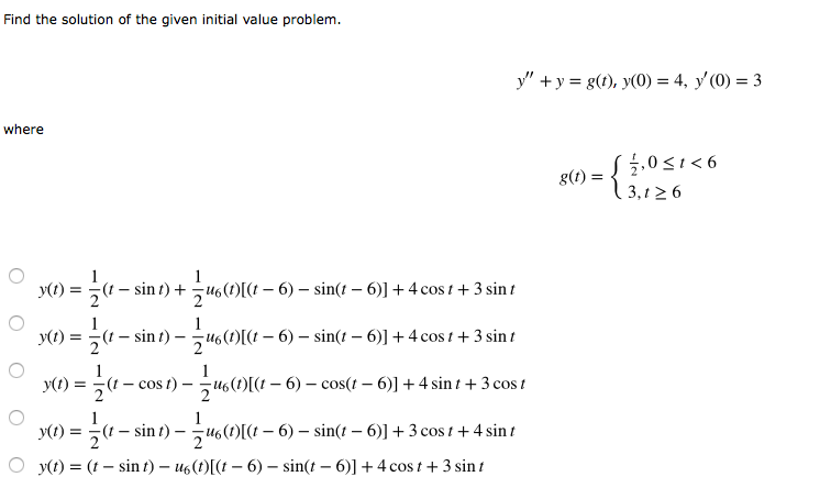 Solved Find the solution of the given initial value problem. | Chegg.com
