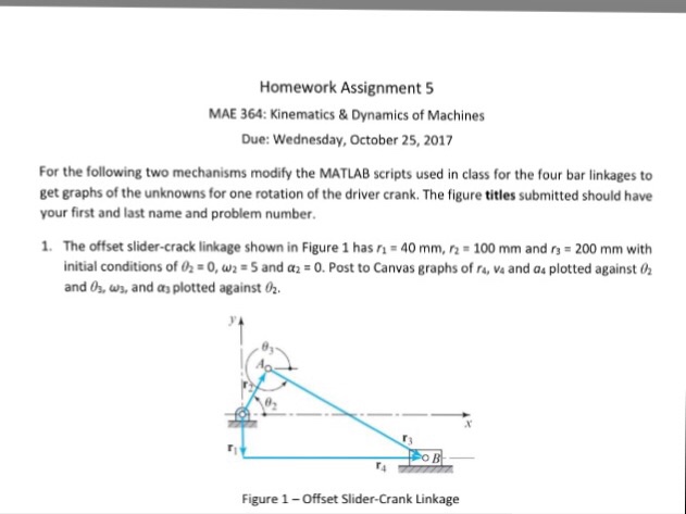 Solved Homework Assignment 5 MAE 364: Kinematics & Dynamics | Chegg.com