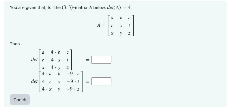 Solved You are given that, for the (3,3)-matrix A below, | Chegg.com