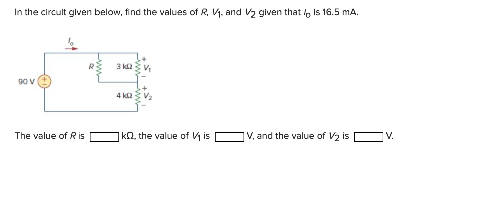 Solved In the circuit given below, find the values of R, V1, | Chegg.com