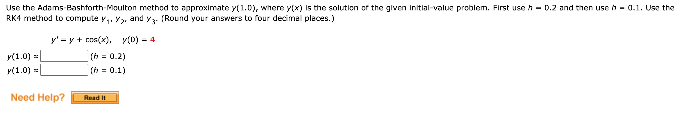 Solved Use the Adams-Bashforth-Moulton method to approximate | Chegg.com