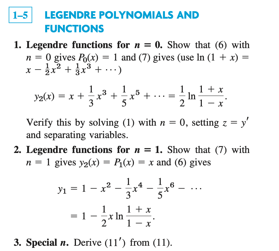 Solved (6) y1(x)=1−2!n(n+1)x2+4!(n−2)n(n+1)(n+3)x4−+⋯ (7) | Chegg.com