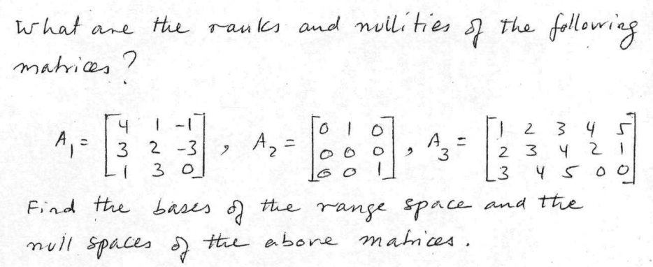 Solved What are the ranks and nullities matrices ? of the | Chegg.com